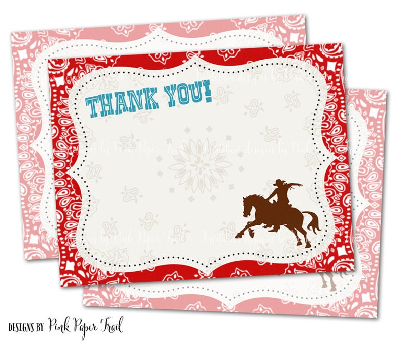Cowboy Party Thank You Card Instant Download Print Your Own - Etsy