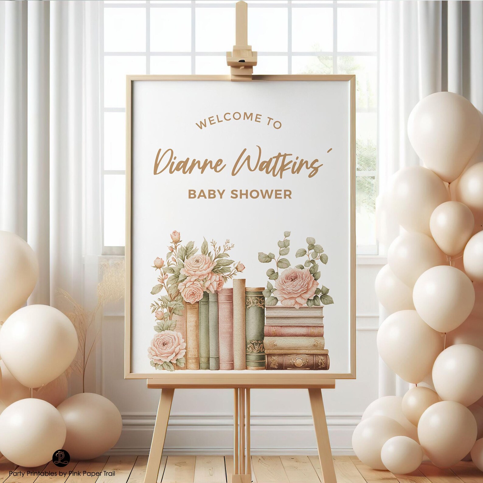Books Theme Welcome Party Sign 18x24 Poster, Old Vintage Books Party ...
