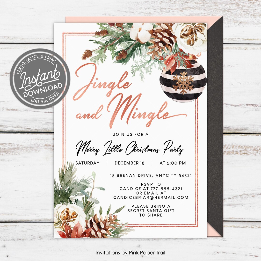EDITABLE Christmas Party Invitation, Christmas Party Invite, Christmas ...