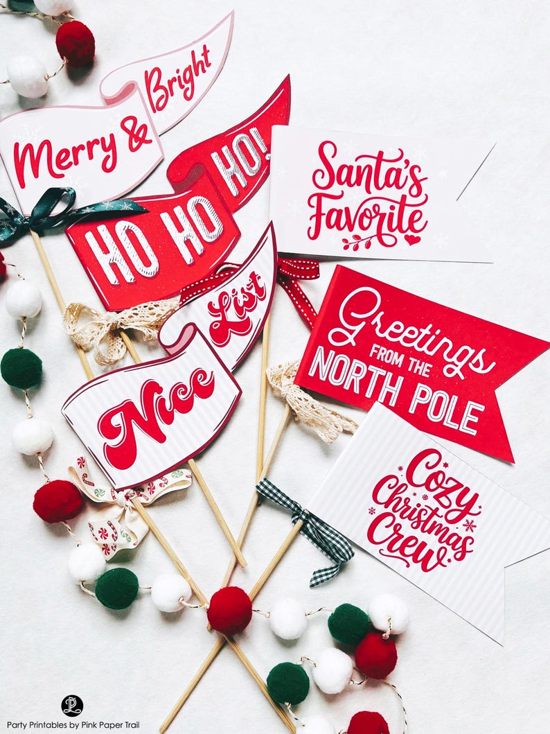 Christmas Pennant Flag Printable, Set of 6 Designs, Holiday Season ...