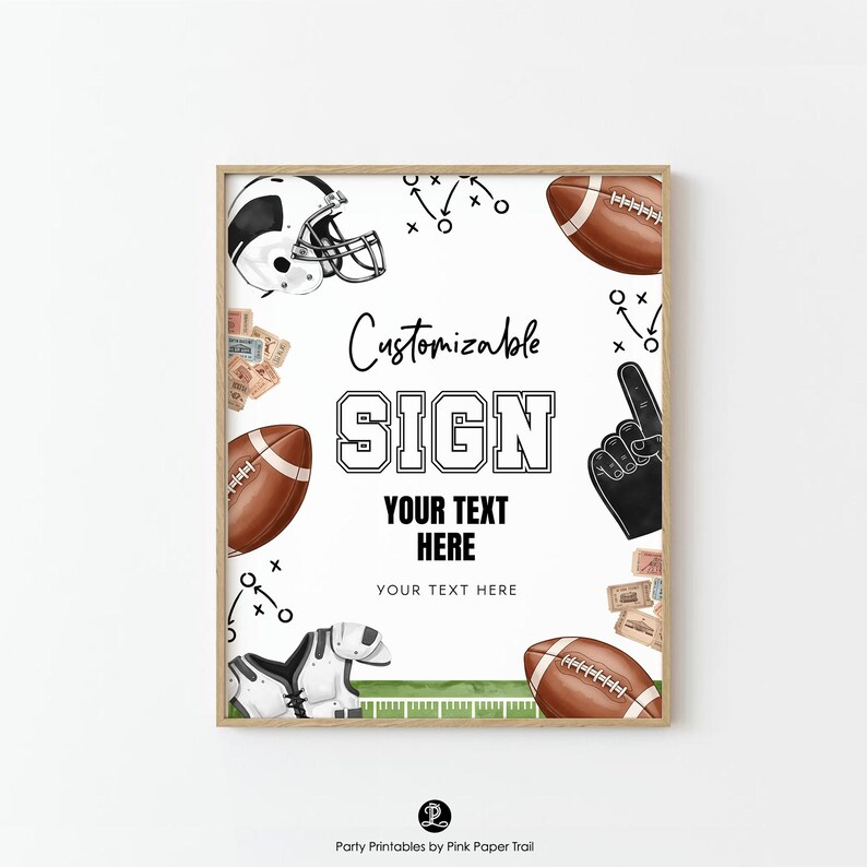 Editable American Football Birthday Welcome Sign, Football Touchdown ...