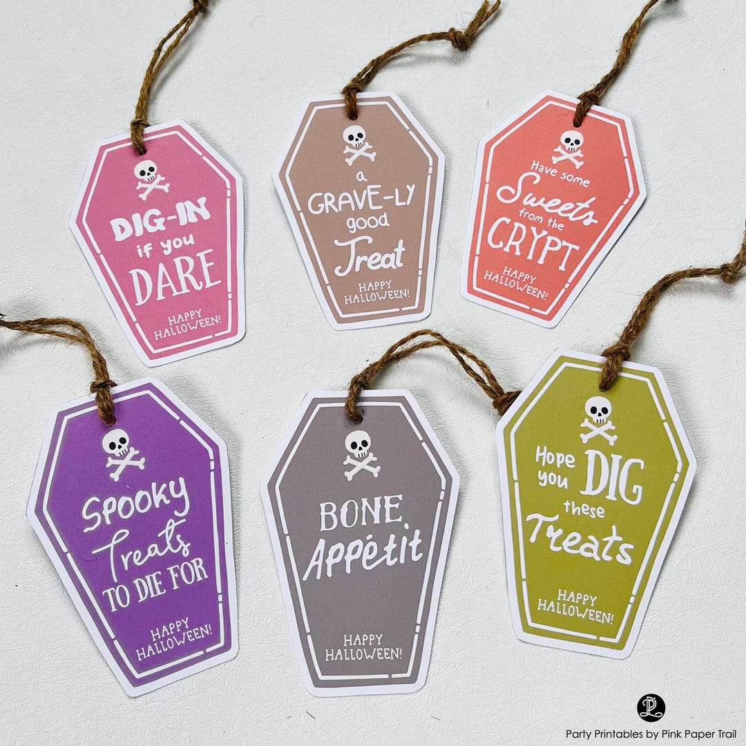 Spooky Coffin Halloween Tags, Printable Treat Tags, Spooky Teacher ...