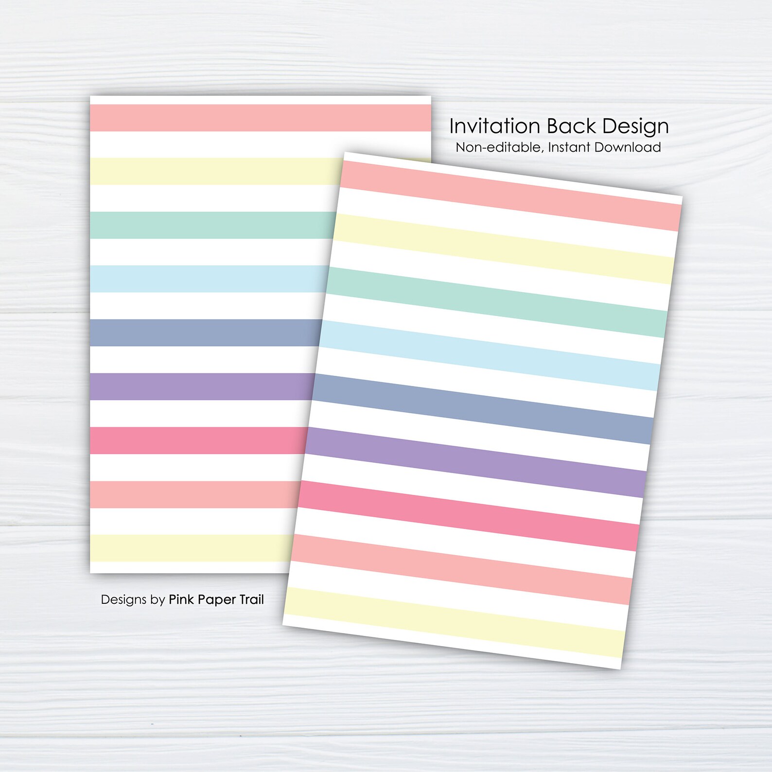 Pastel Rainbow Invitation Back Design Colorful Pastel - Etsy