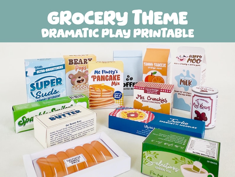 Grocery Items Dramatic Play Kit, Play Pretend Printable Set, Pretend ...