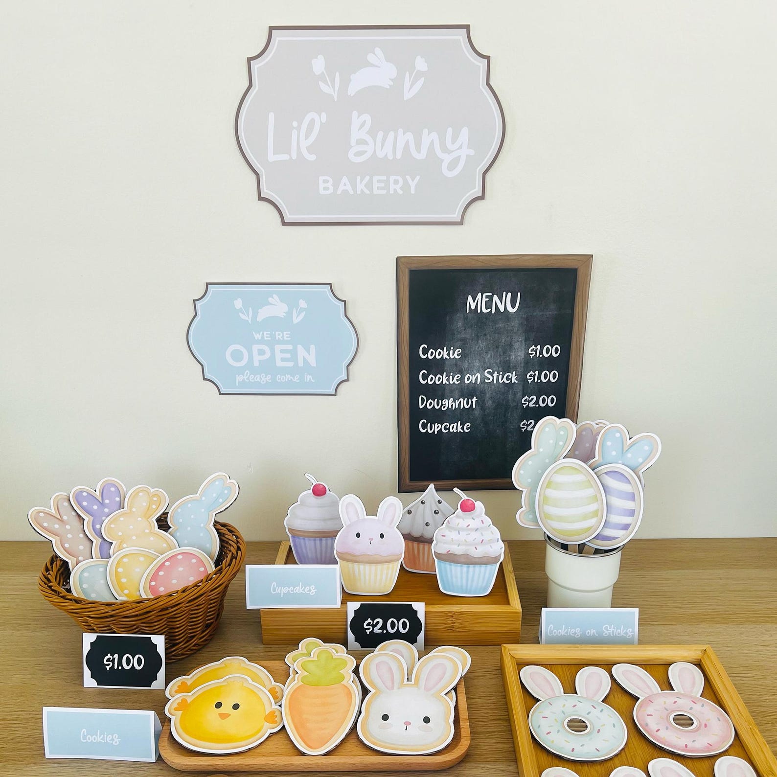 Bunny Bakery Dramatic Play Printable Kit, Easter Pretend Play Bakery ...