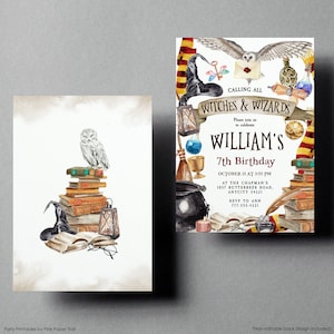 EDITABLE School of Magic and Wizards Birthday Invitation, Witches ...