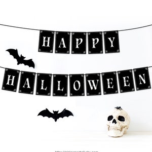 Happy Halloween Printable Banner, Simple Elegant Happy Halloween Banner ...