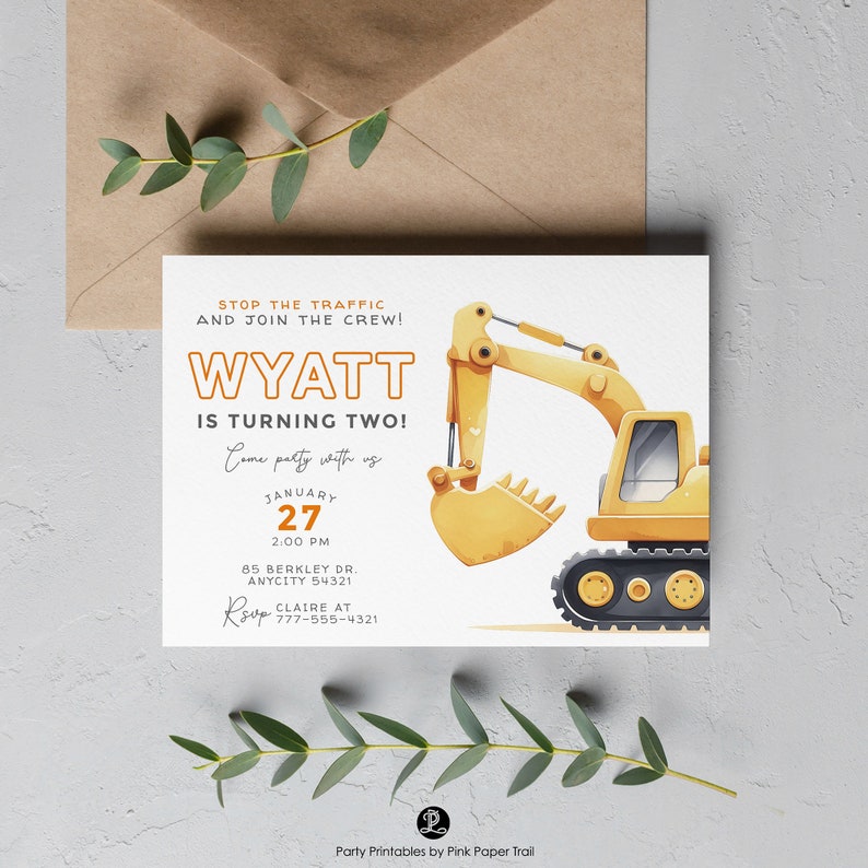 Editable Construction Birthday Party Invitation Template Dump Truck ...