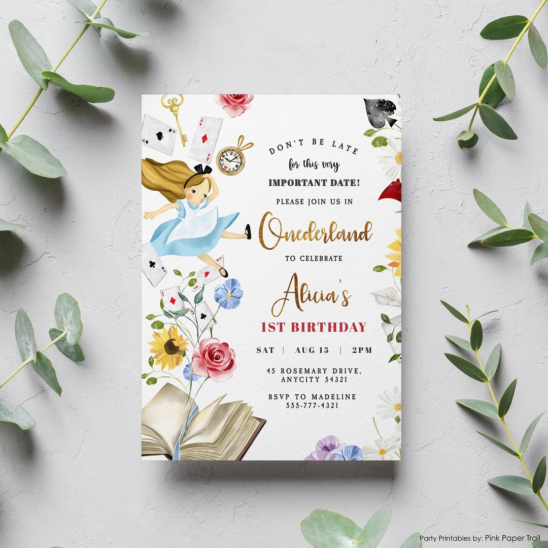 Editable Alice in Wonderland Invitation Template Mad Hatter Tea Party ...