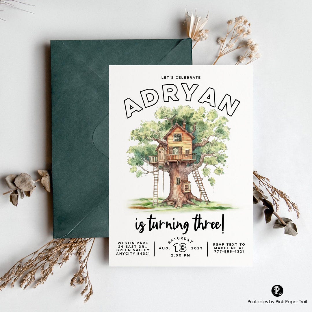 Editable Nature Birthday Invitation Playground Treehouse Nature Park ...