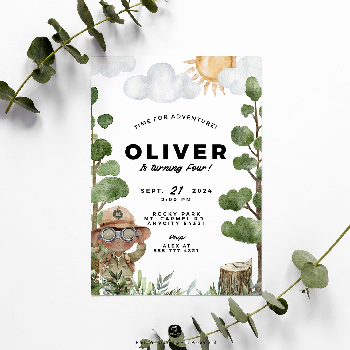 EDITABLE Little Explorer Adventure Boy Birthday Party Invitation ...