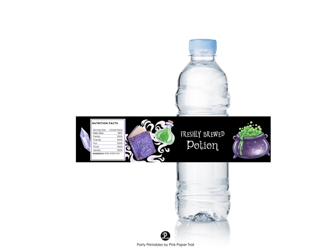 Editable Witches Brew Drink or Water Bottle Label, Magic Wizards and ...
