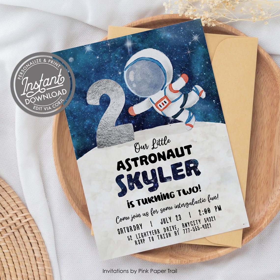 EDITABLE Astronaut Birthday Party Invitation Outer Space - Etsy