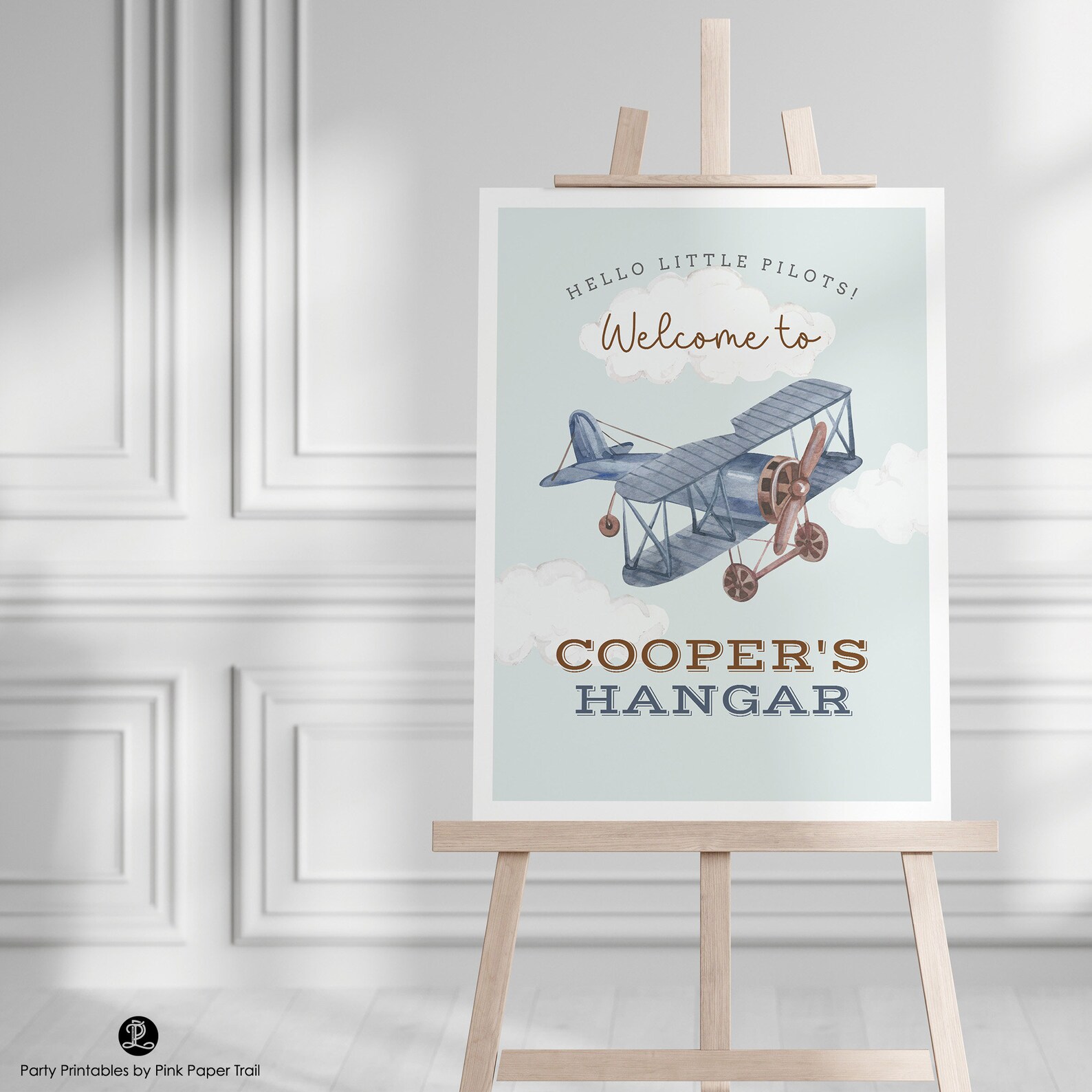Aviation Airplane Theme Party Welcome Sign, Retro Biplane Plane Door ...