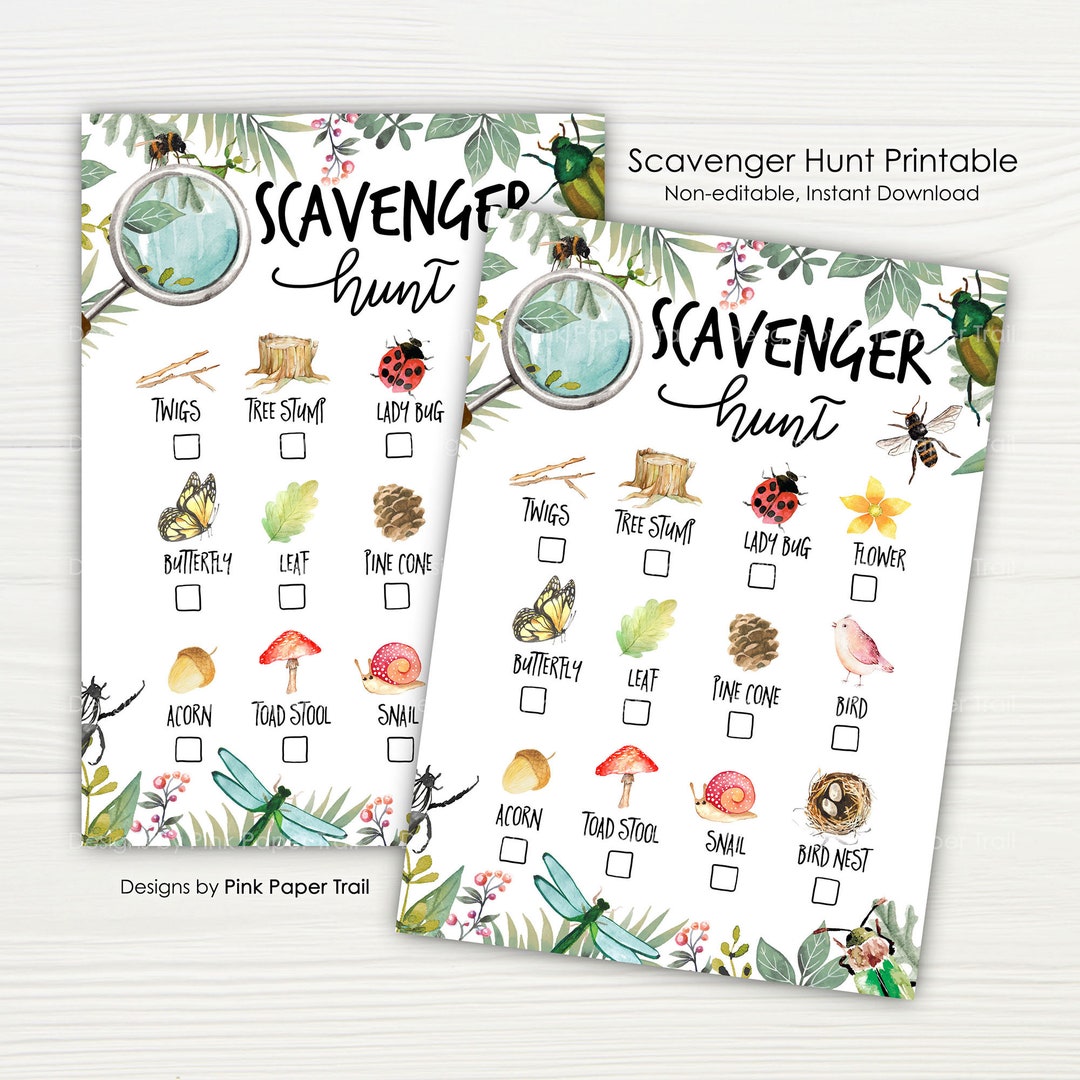 Outdoor Scavenger Hunt, Nature Explorer Scavenger Hunt Printable, Party ...
