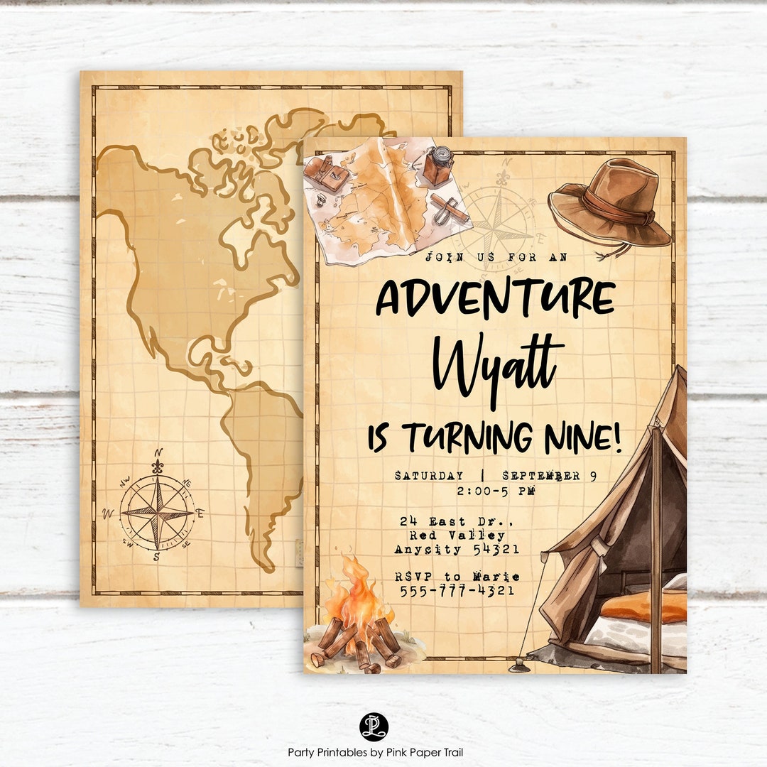 Editable Explorer Adventure Birthday Invitation Nature Park Outdoor ...