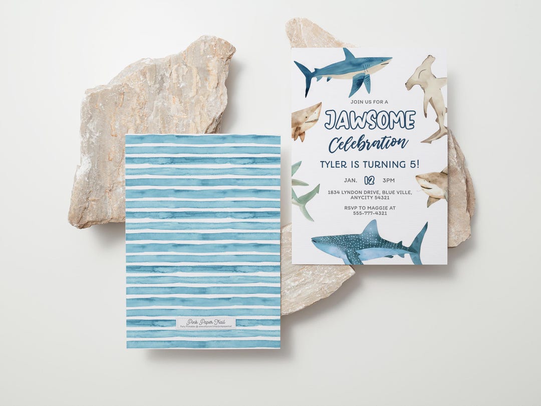 Editable Sharks Birthday Invitation, Sharks Boy Under the Sea Party ...