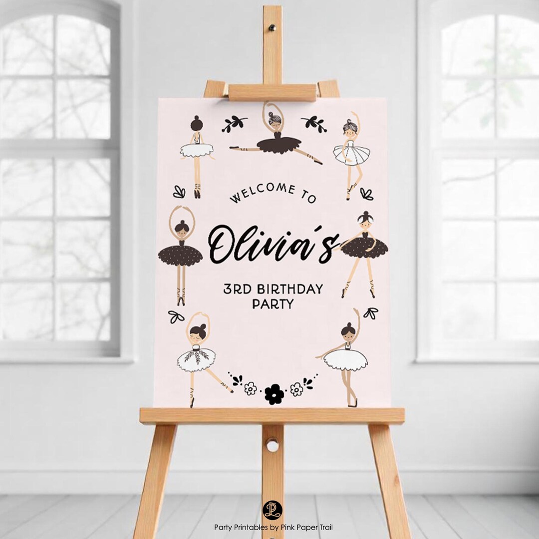 Ballerina Party Welcome Party Sign, Modern Ballerina Tutu Ballet Dancer ...