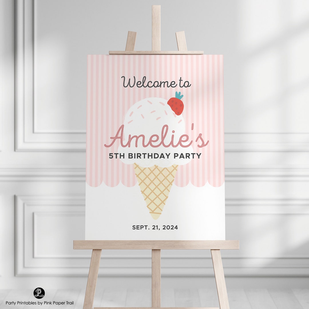 Ice Cream Theme Welcome Party Sign 18x24 Poster, Ice Cream Summer Party ...