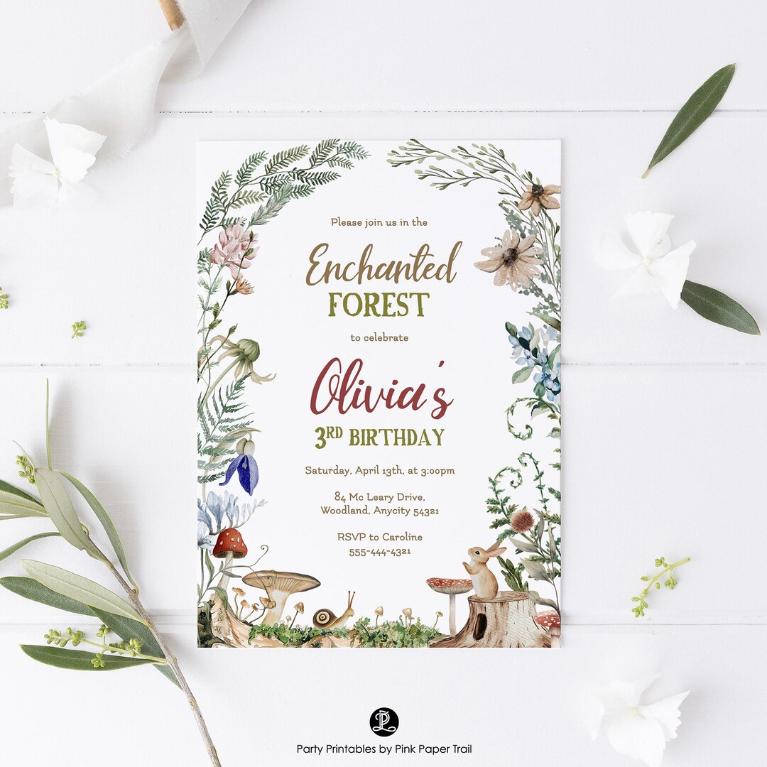 Editable Enchanted Forest Invitation, Woodland Fairy Birthday Party ...