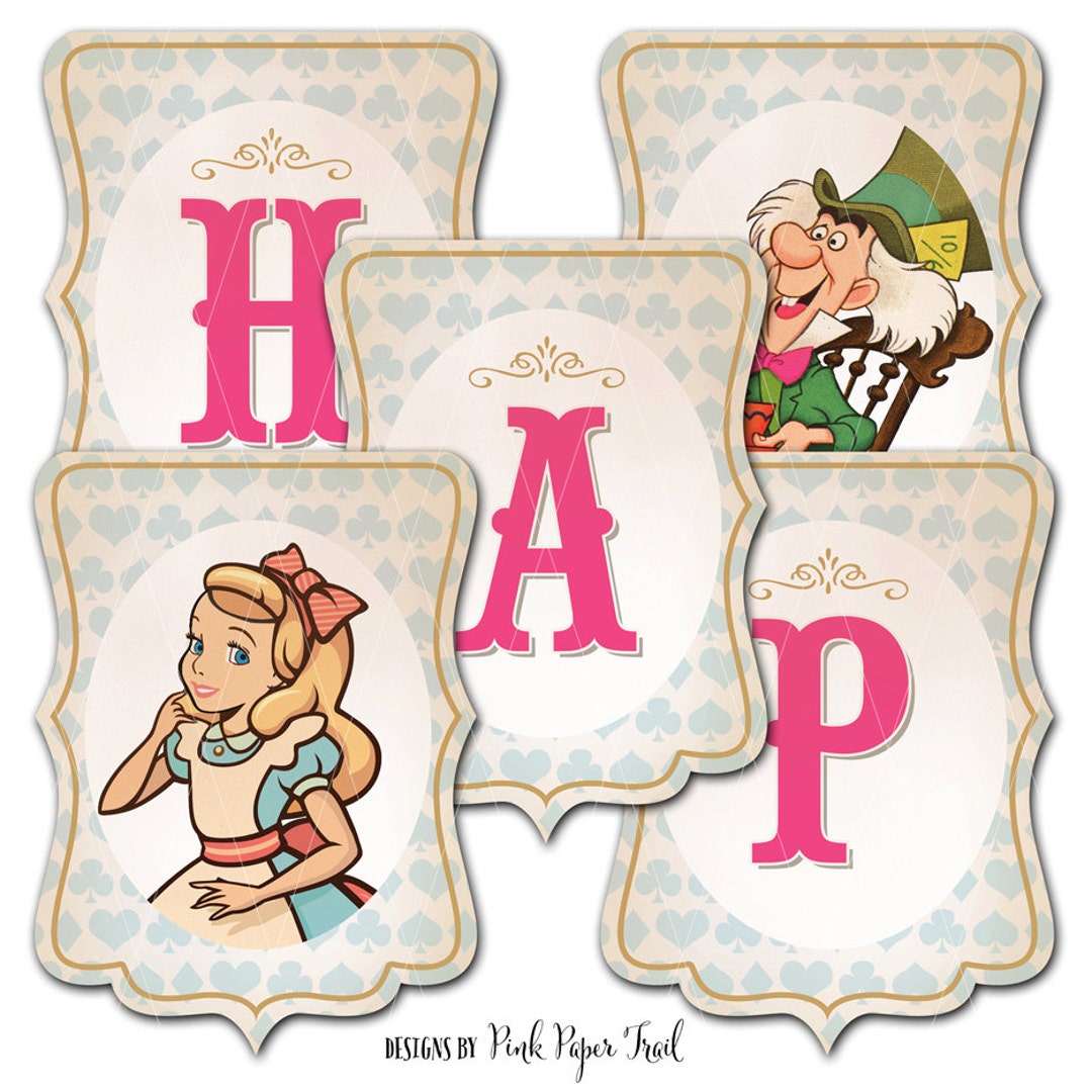 Alice in Wonderland Un-happy Birthday Banner Instant Download, Alice ...