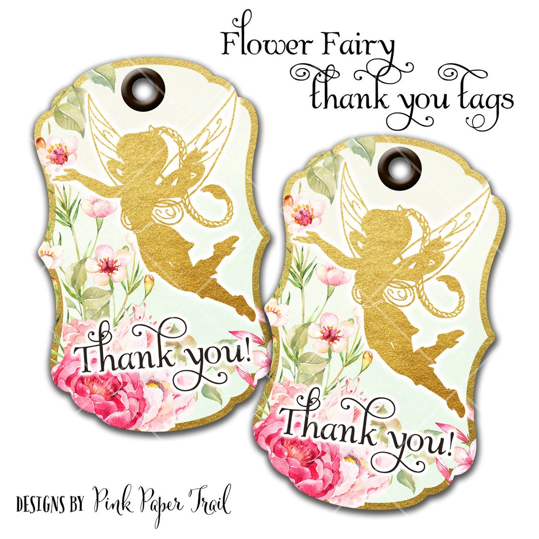 Flower Fairy Thank You Tags, Garden Fairy, Fairy Princess, Pink Blush ...