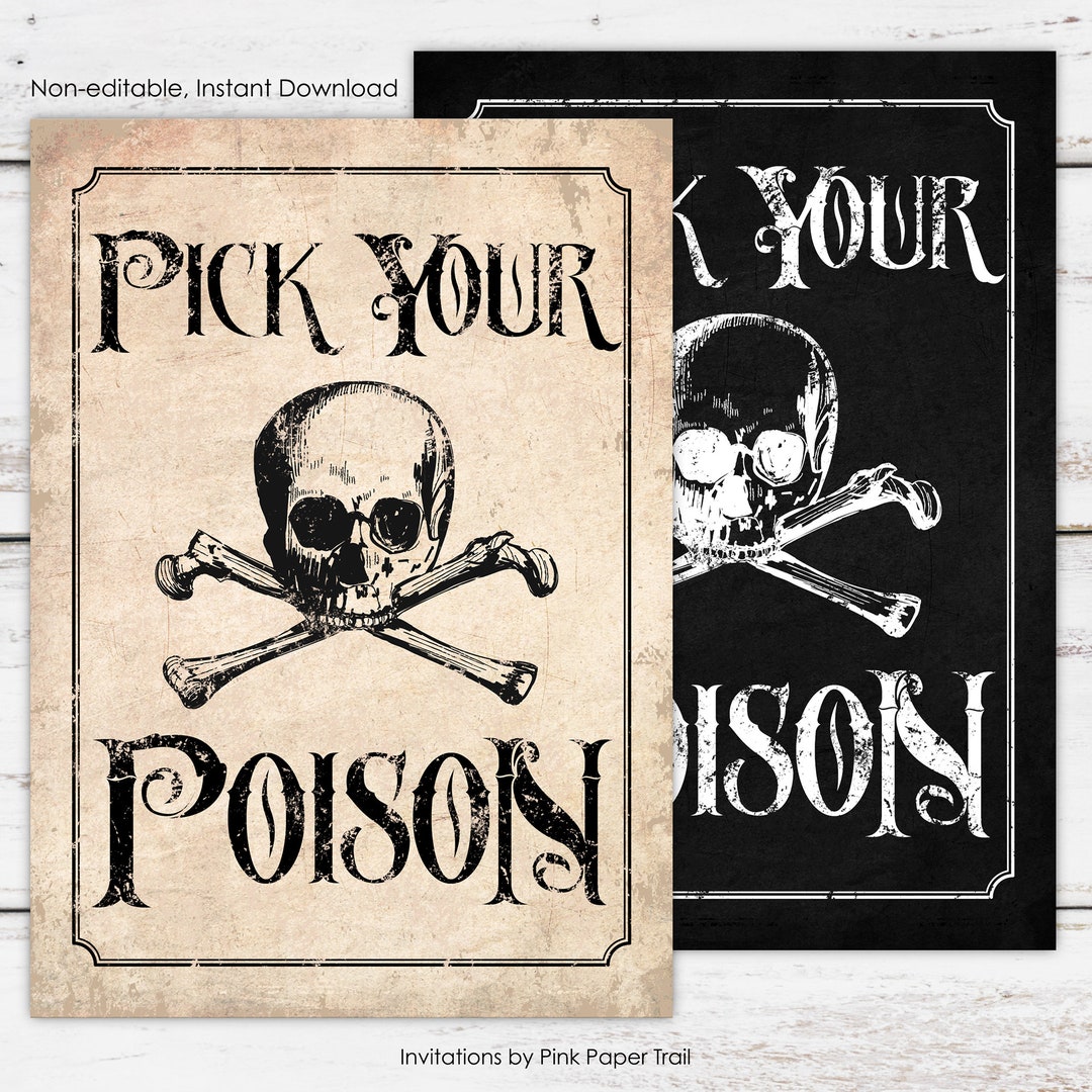 Pick Your Poison Halloween Sign Prop Decor, Halloween Drink Station ...