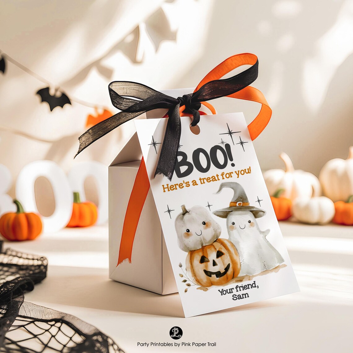 Editable Halloween Treat Tags, Cute Ghost & Pumpkin Favor Tags, Spooky ...