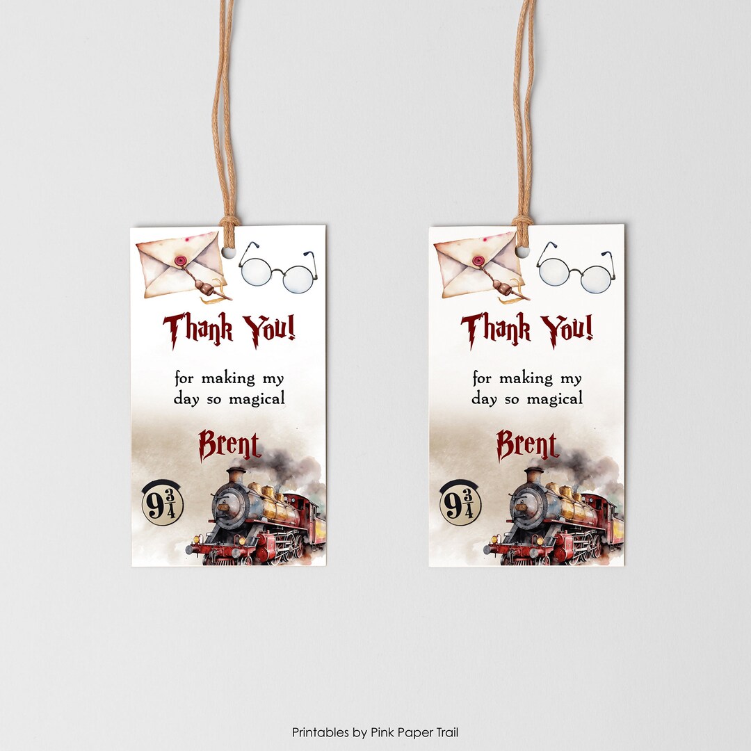 Editable School of Magic Witches and Wizards Thank You Tag, Magic ...