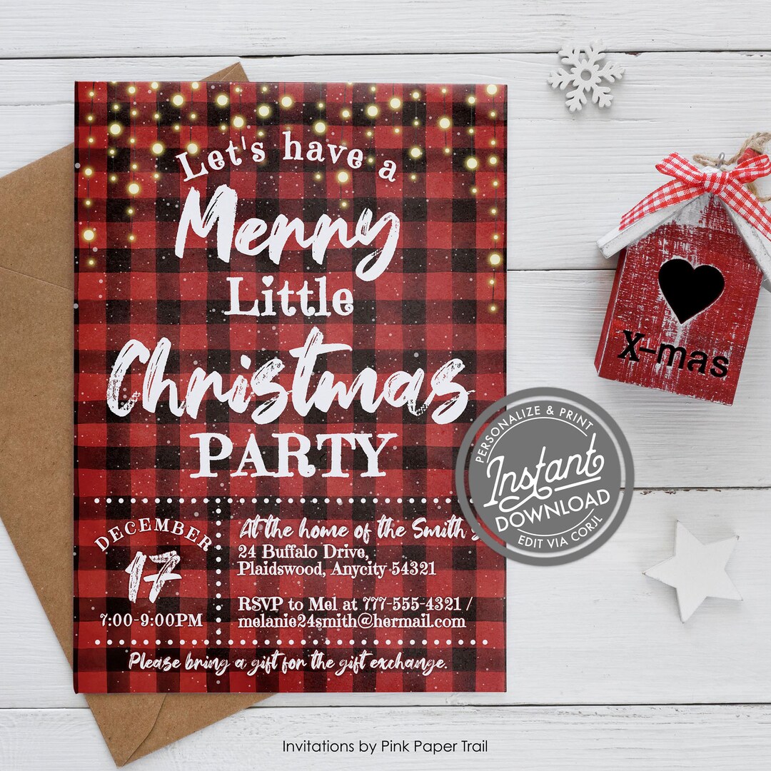 EDITABLE Christmas Party Invitation Merry Little Christmas Buffalo ...