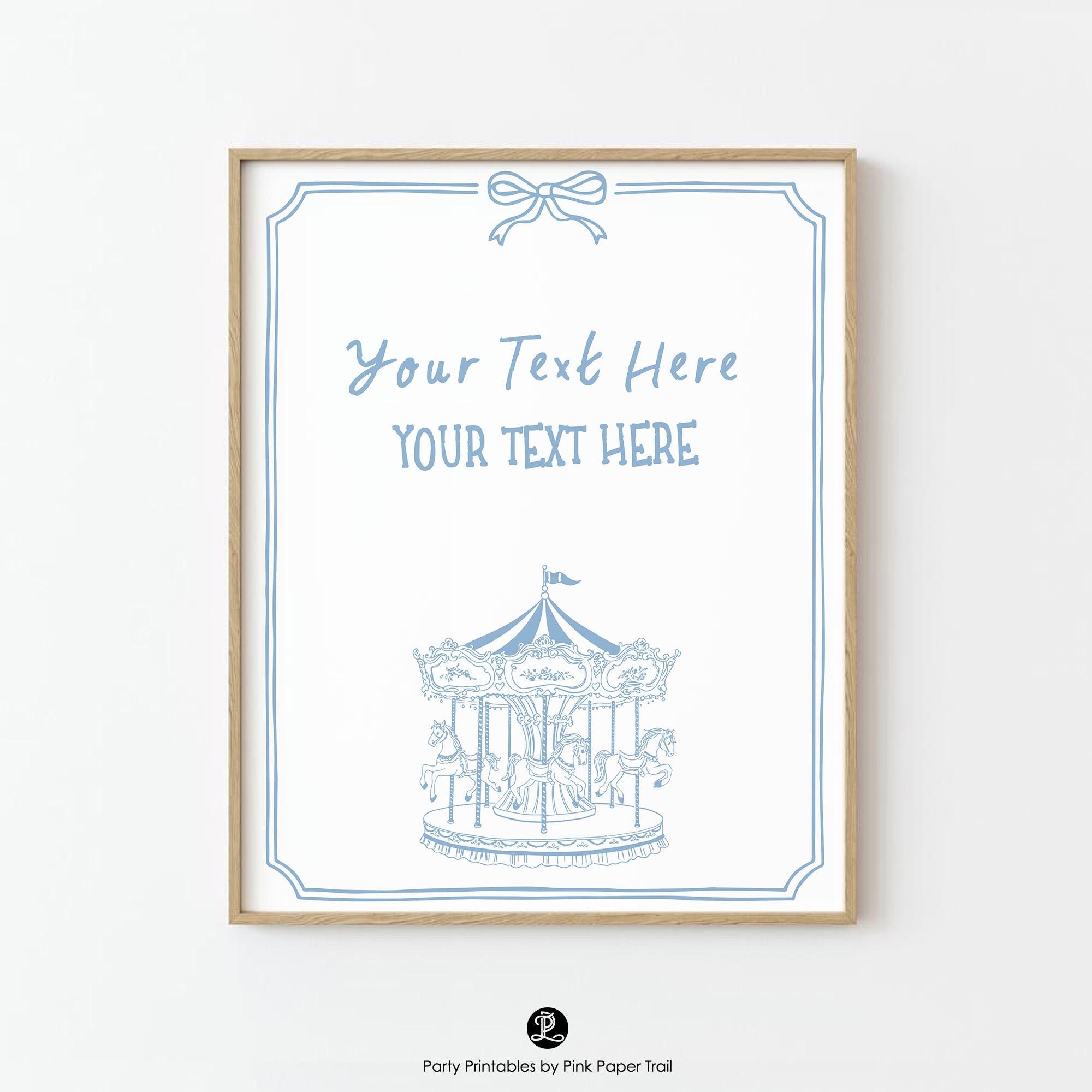 Carousel Baby Shower Welcome Sign | Editable Vintage Circus Poster Hand ...