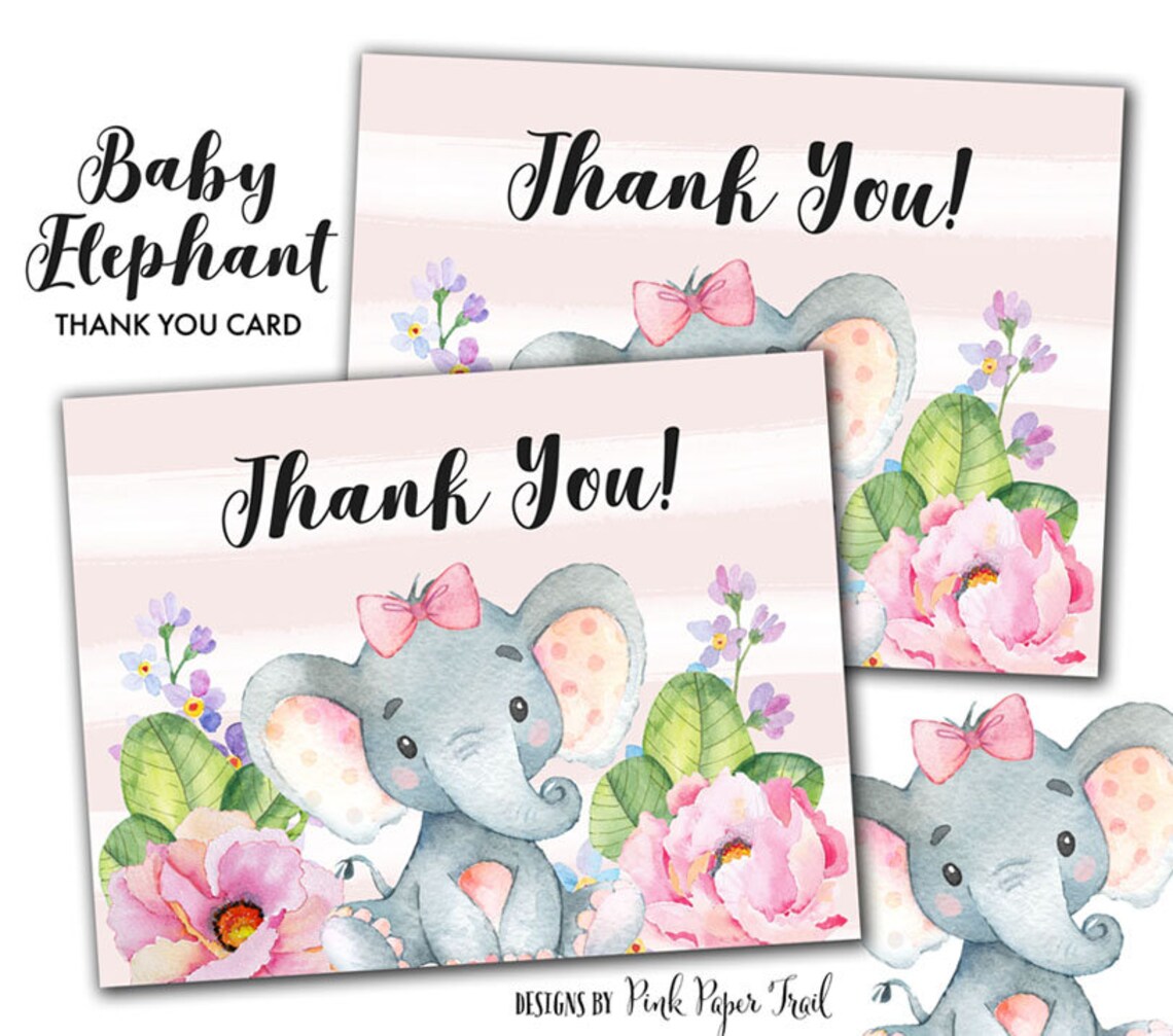 Cute Baby Elephant Printable Party Favor Thank You Tags | Etsy