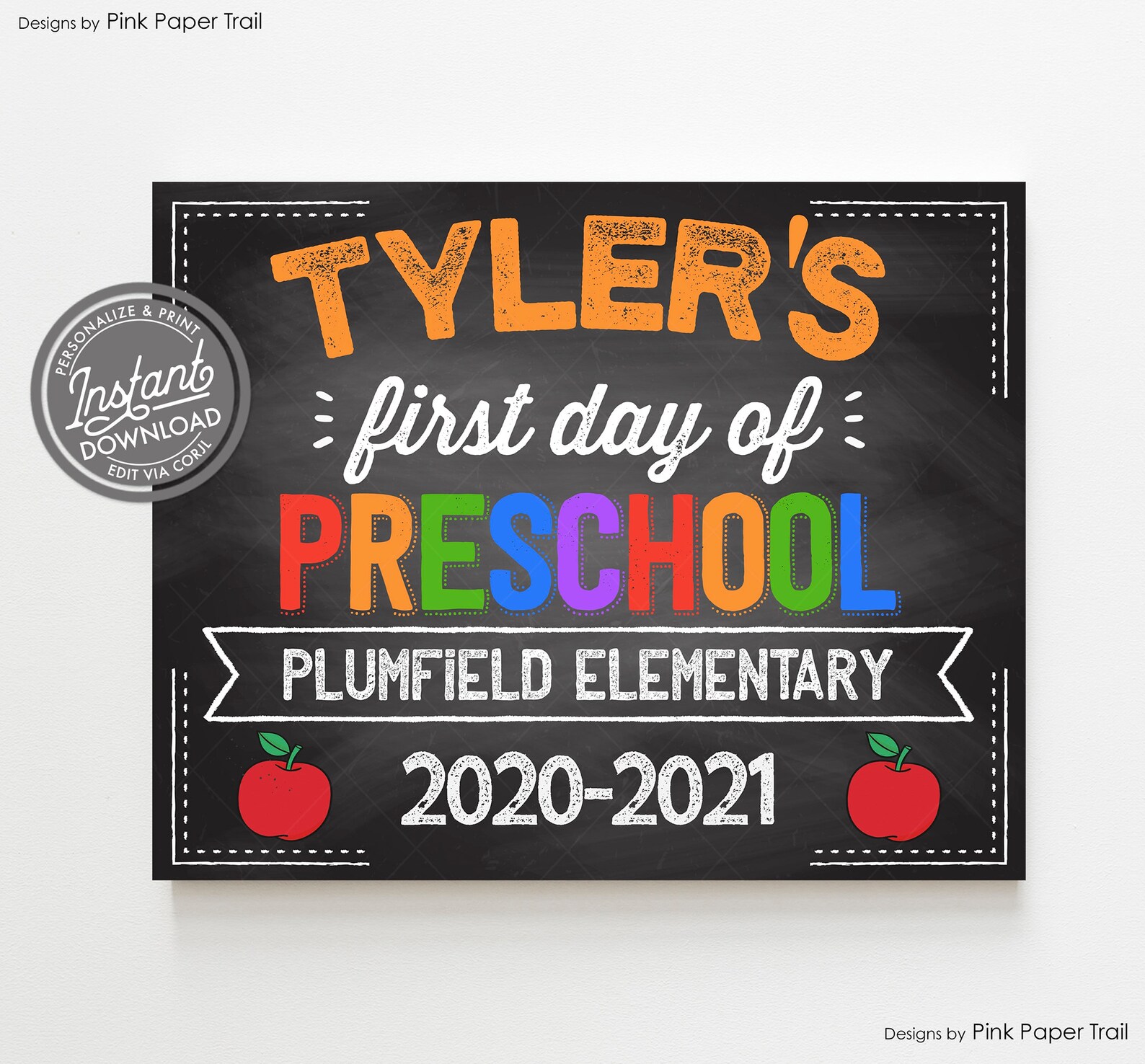 EDITABLE First Day of Preschool Sign Chalkboard Back to - Etsy