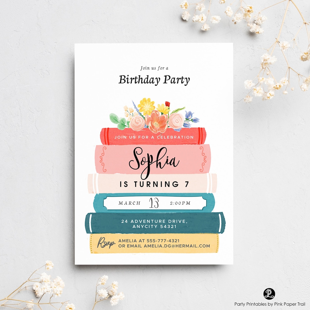 Storybook Birthday Invitation Template, Editable Book Themed Party ...