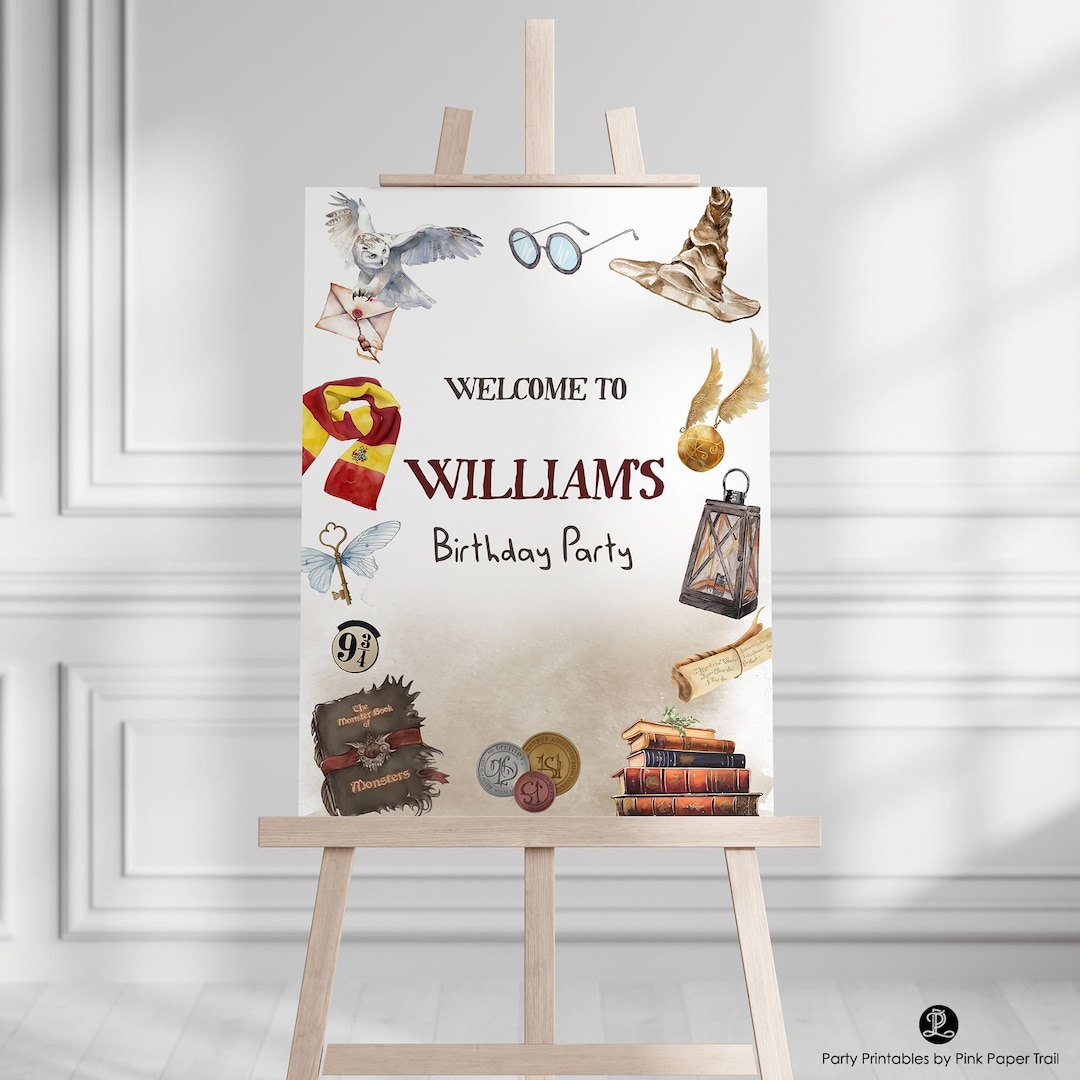 Editable Magic School Wizardry Birthday Welcome Sign, Wizard Welcome ...