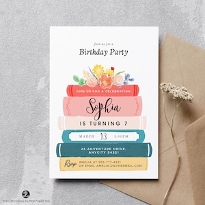 Storybook Birthday Invitation Template, Editable Book Themed Party ...
