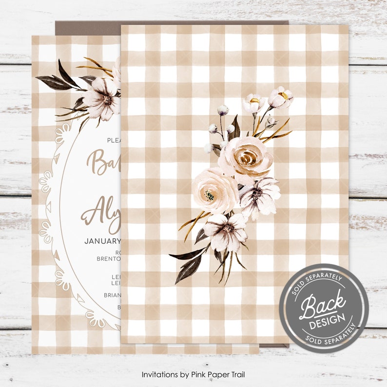 EDITABLE Farmhouse Country Style Plaid With Rustic Flowers - Etsy