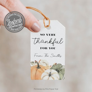 EDITABLE Thanksgiving Pumpkin Printable Tag, Autumn Fall Pumpkin Gift ...
