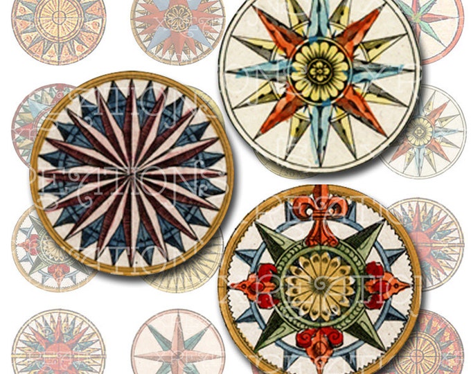 Antique Maps Rose Compass in 1 Inch Circles a Great Set of - Etsy