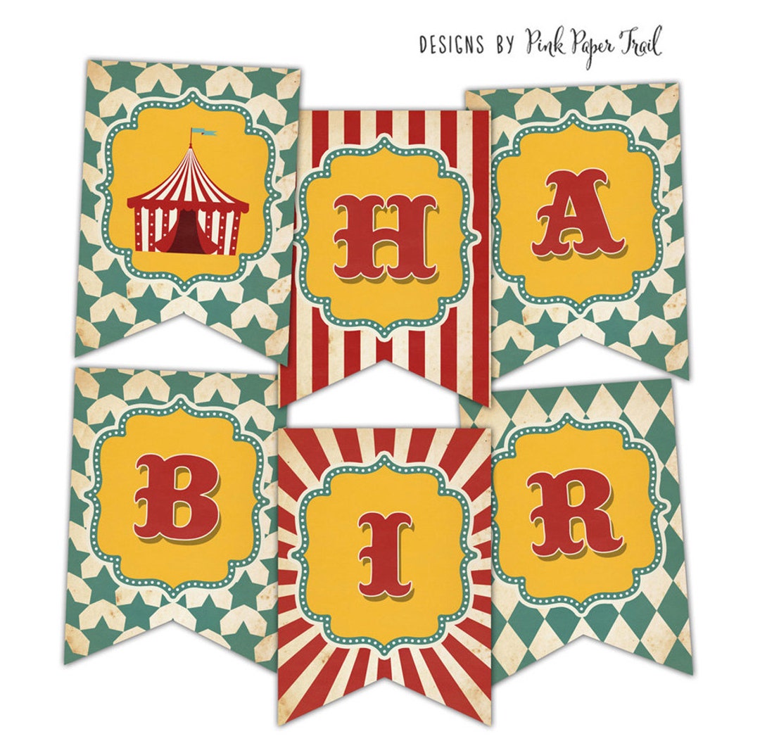 Circus Happy Birthday Banner, Circus, Carnival Party, Print Your Own ...