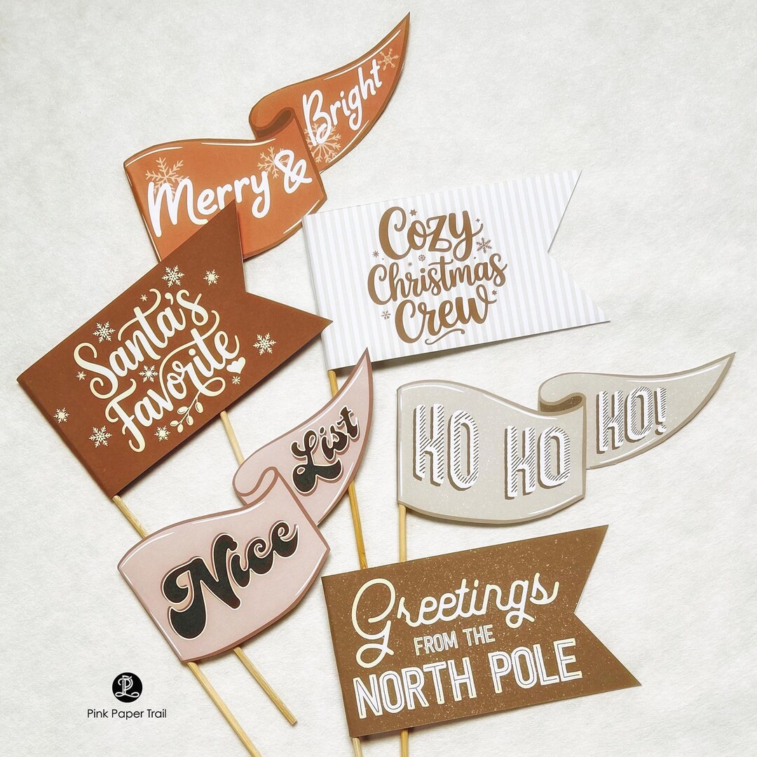 Christmas Pennant Flag Printable, Set of 6 Designs, Boho Holiday Season ...