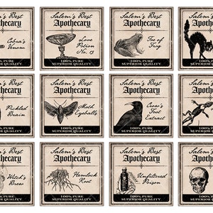 Halloween Potion Label Digital Download, 24 Different Vintage Style ...
