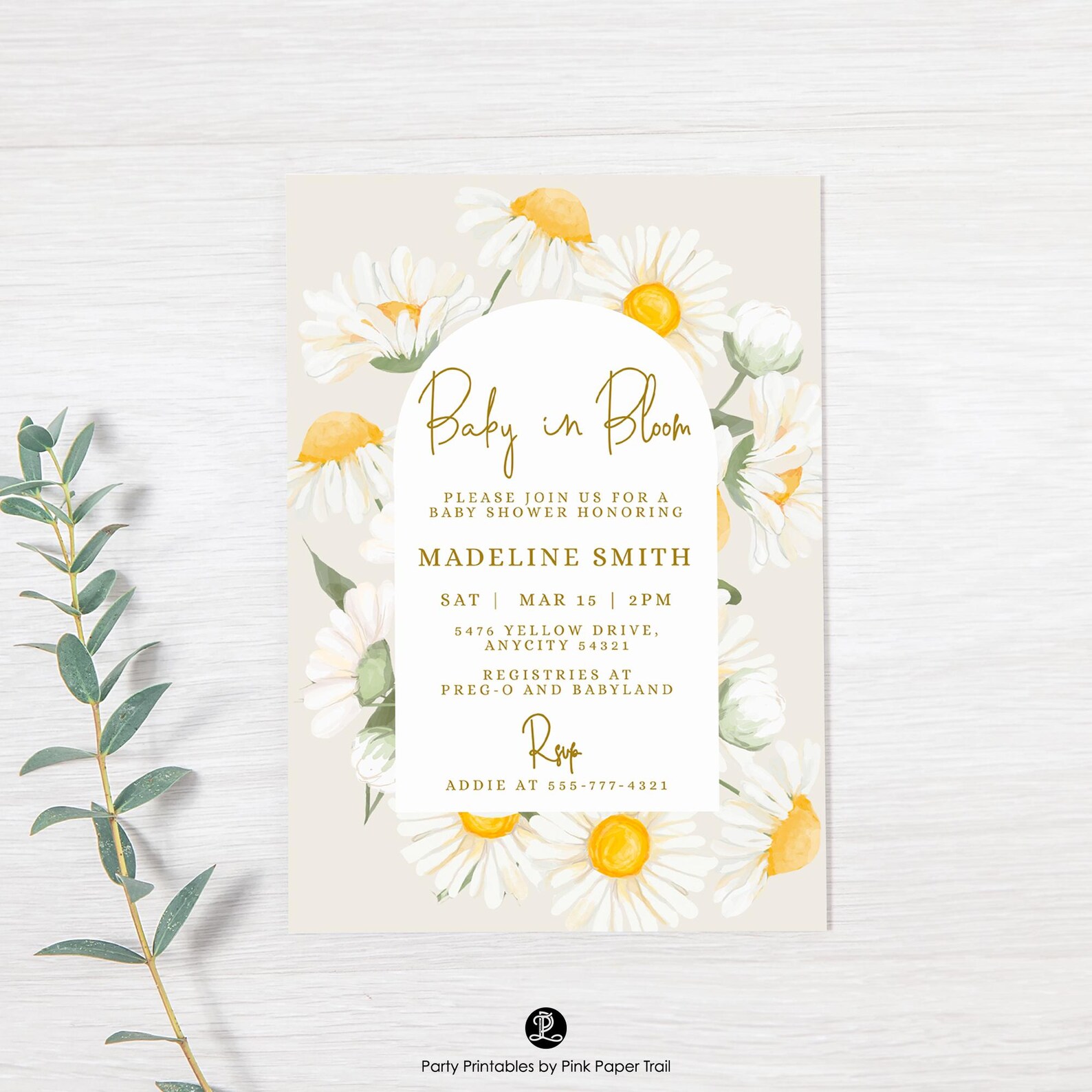 Daisy Baby Shower Invitation Suite Baby in Bloom Spring Summer Daisies ...
