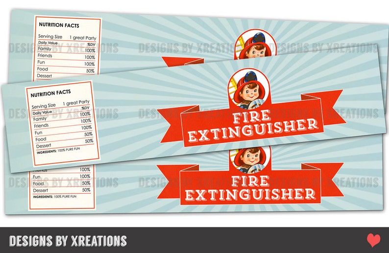 Firetruck Fireman Fire Engine Water Bottle Label Print Your | Etsy