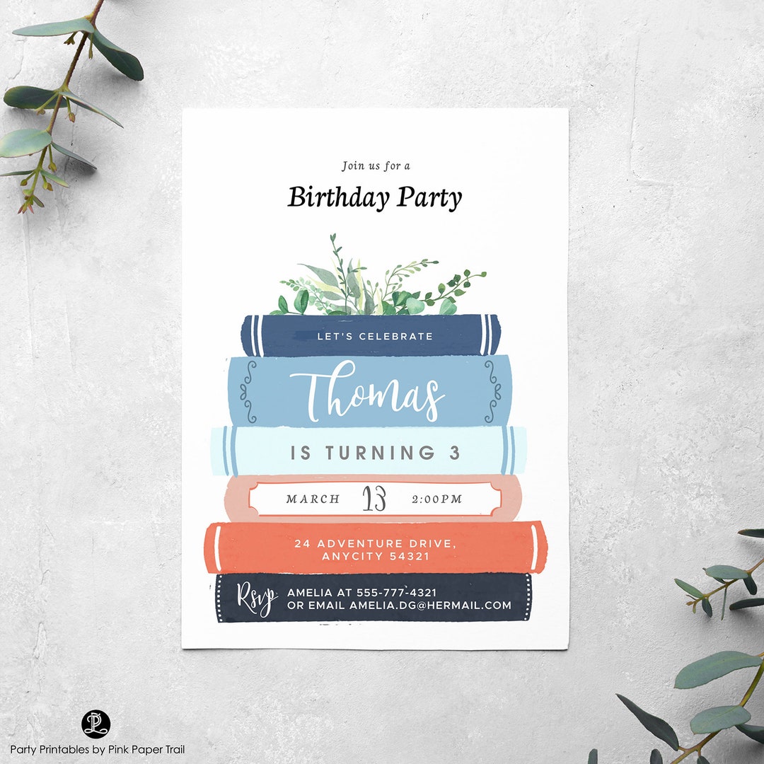Editable Book Themed Party Invitation, Storybook Birthday Invitation ...