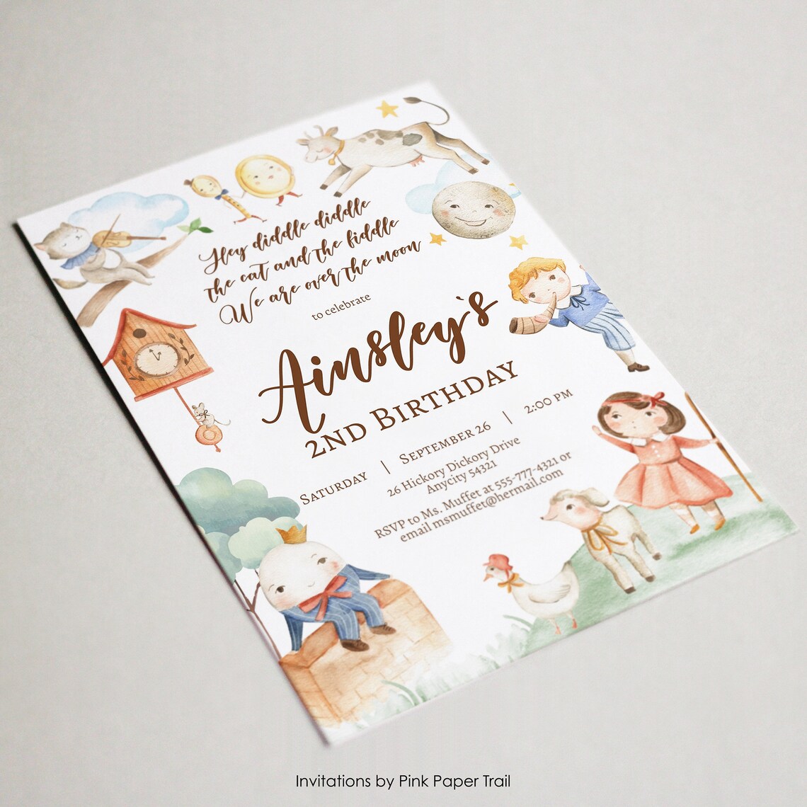 EDITABLE Nursery Rhyme Themed Birthday Invitation Nursery | Etsy