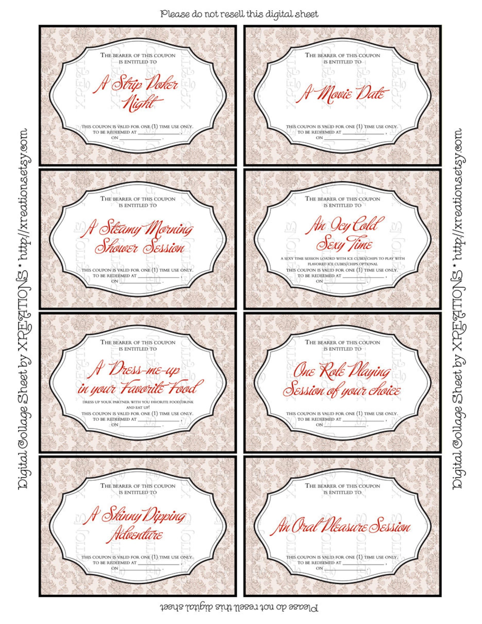 Hot and Sexy Love Coupons for Your Husband Set-2, Wife, Partner ...