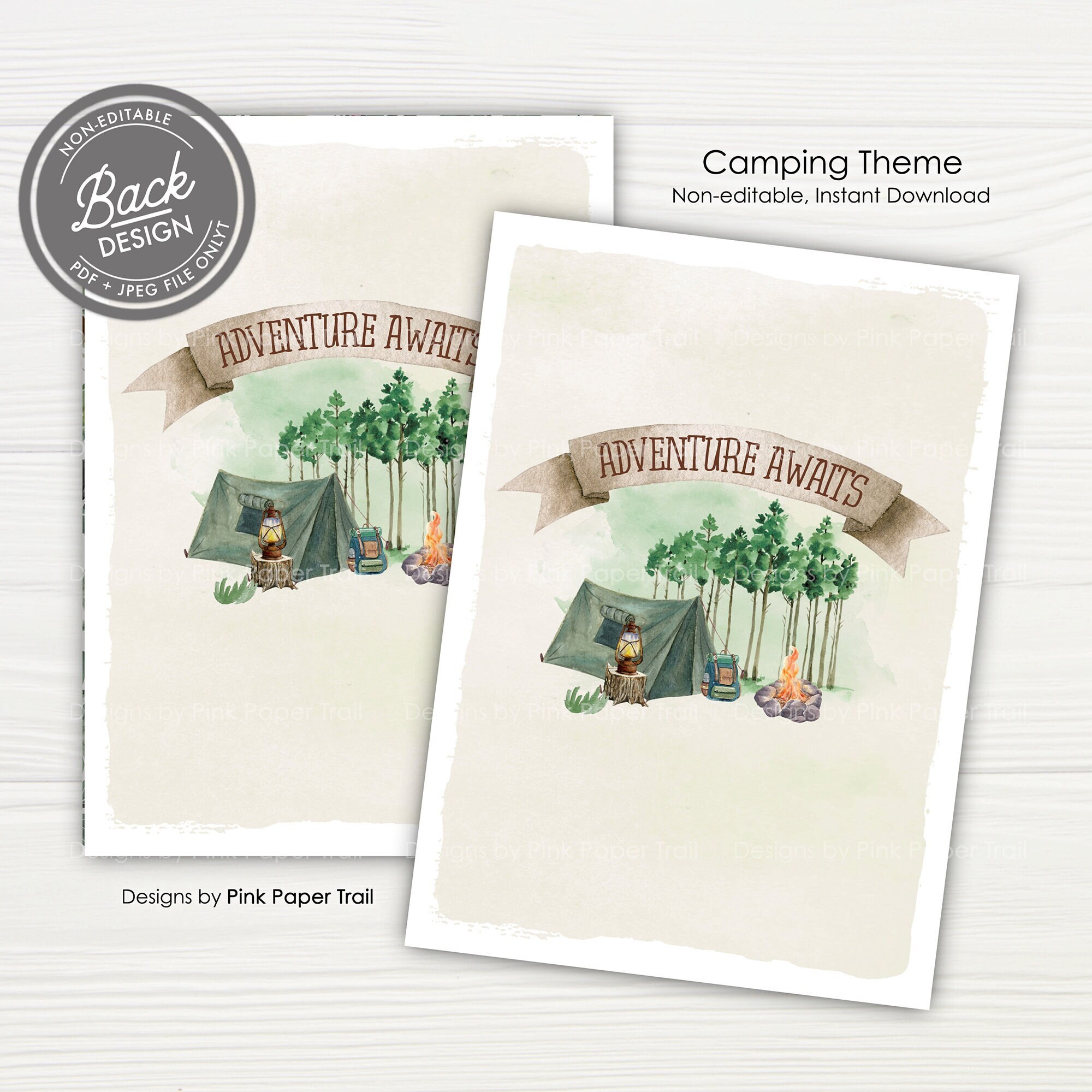 Paper & Party Supplies Invitations Adventure Awaits Camping Wanderlust ...