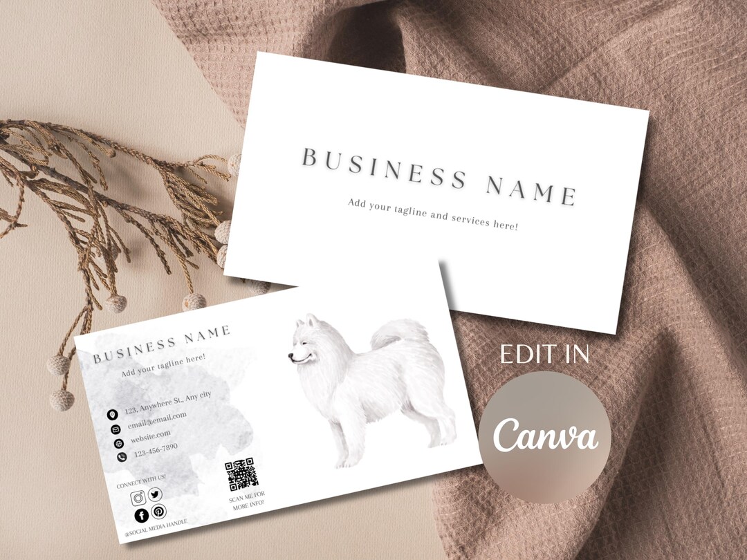 Editable Pet Business Card Template, Luxury Dog Cat Care Service (canva ...