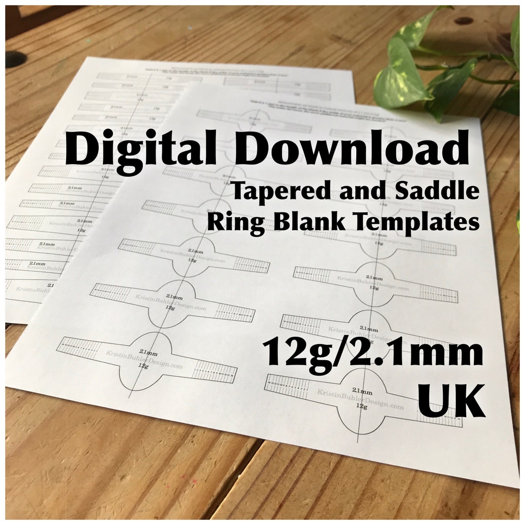 Ring Blank Template—uk Sizes—12g/2.1mm—saddle Ring and Tapered Band ...